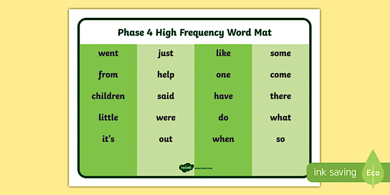 Phase 4 Word Mat - High Frequency Words (teacher made)