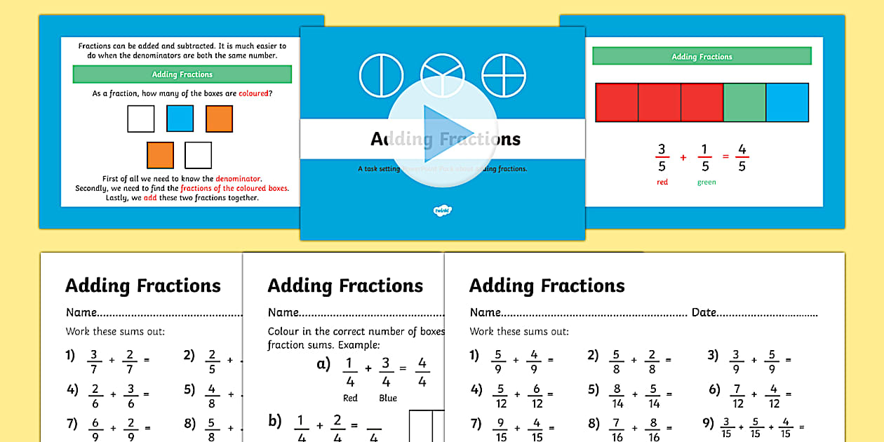 Adding Fractions Year 3 Resource Pack | Maths Resources