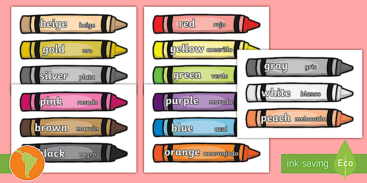 Black and White Color Words on Crayons - English/Spanish - Guía de trabajo