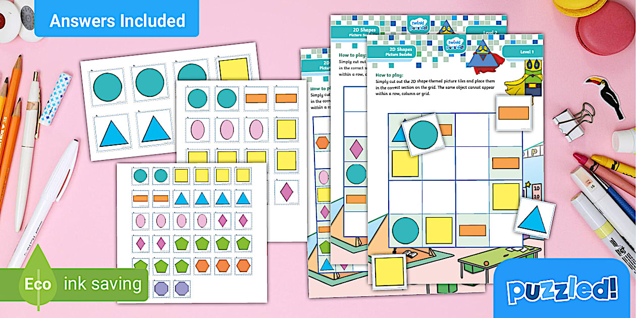 2D Shapes Sudoku - Twinkl Puzzled - kids (teacher made)