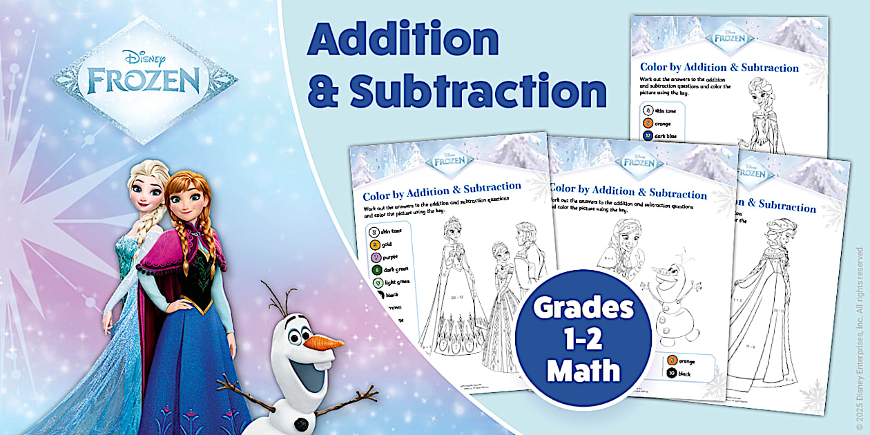 Frozen: Color by Addition and Subtraction Within 20 - Twinkl