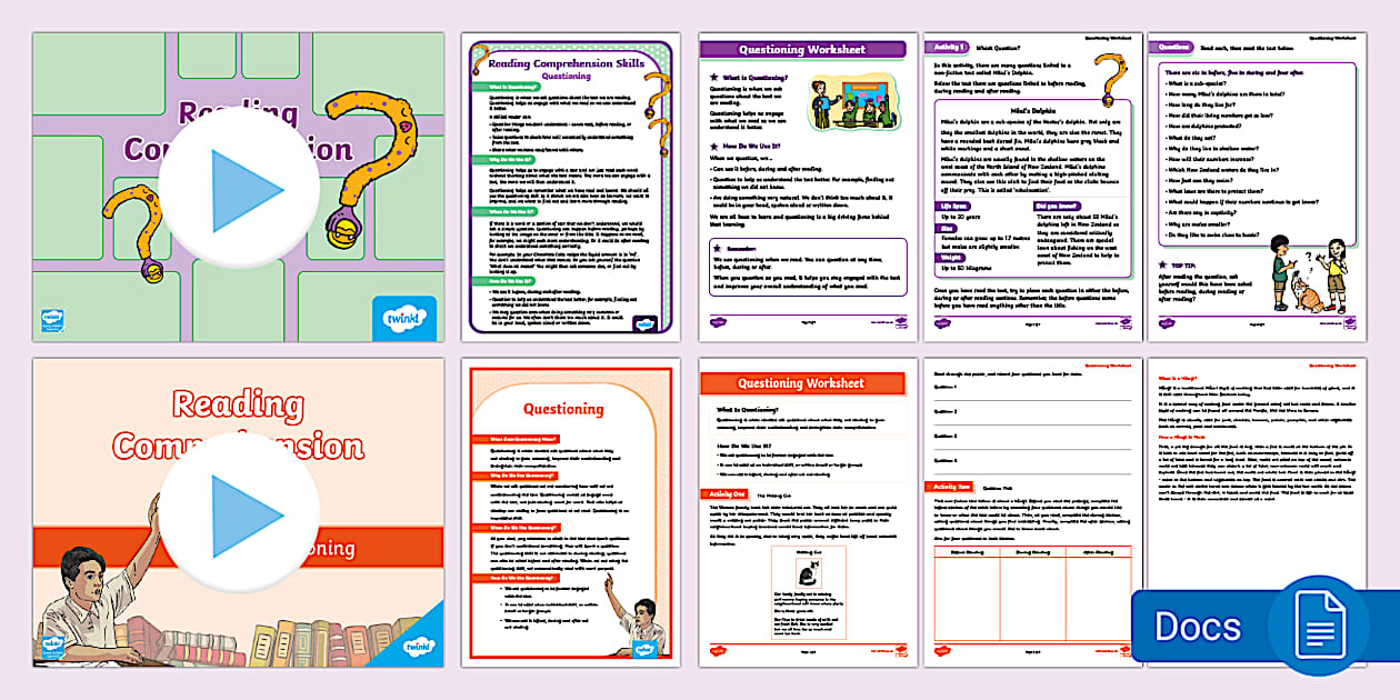 Reading Comprehension Skills Pack: Questioning (Year 3-6)