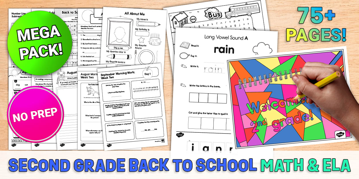 Second Grade Back to School No Prep ELA & Math - Twinkl