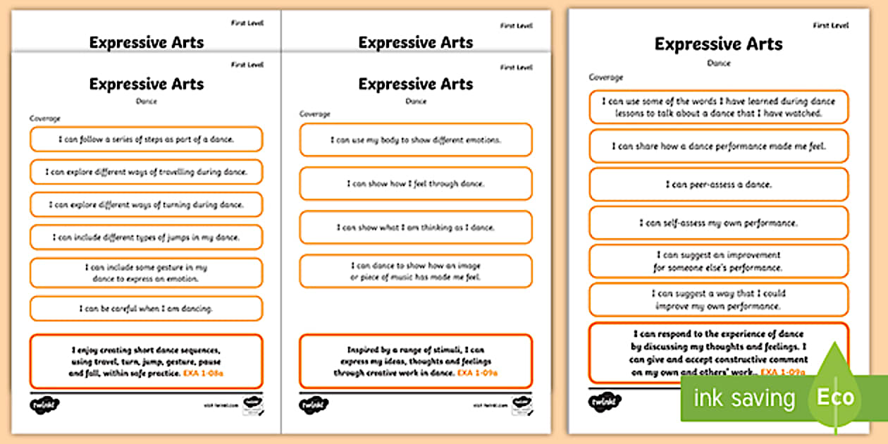 Editable CfE First Level Expressive Arts (Dance) Child-Friendly Assessment