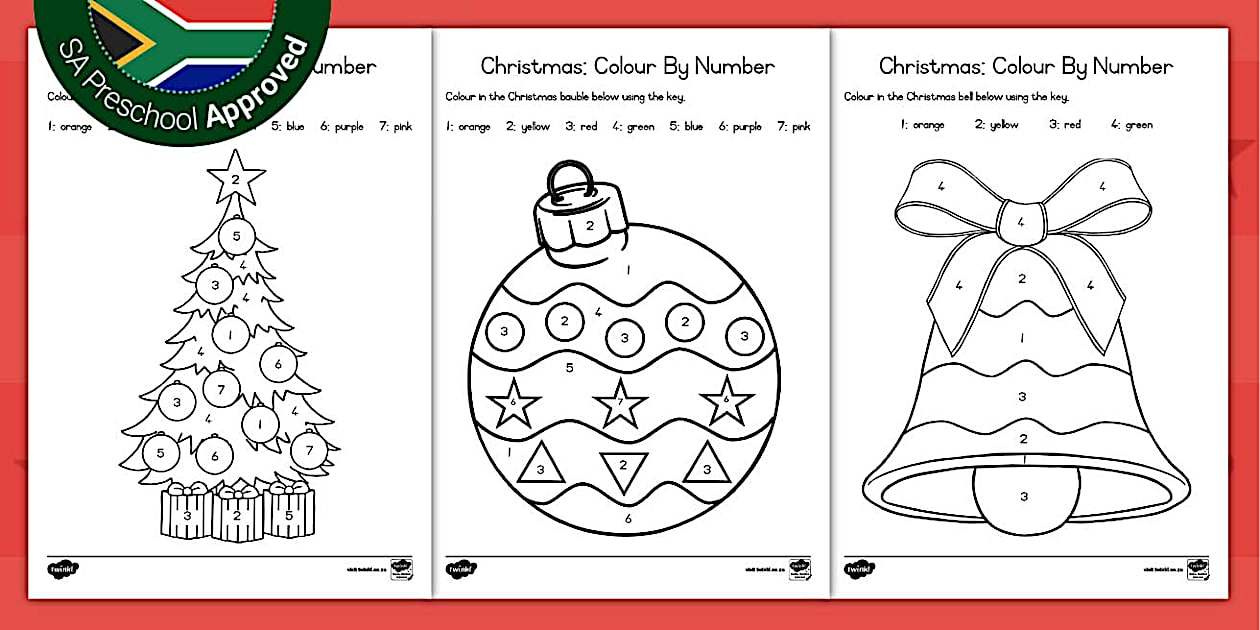 Christmas Colour By Number Preschool - Twinkl South Africa