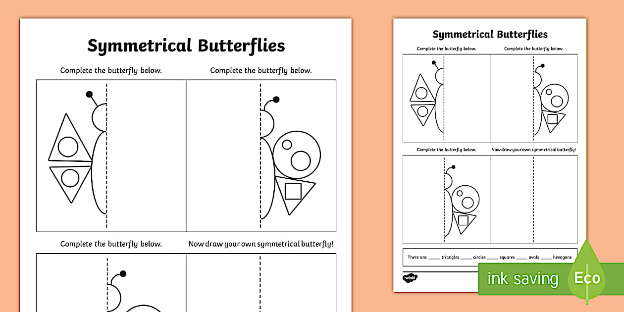 Butterfly Symmetry Shape Worksheet | Maths Activity - Twinkl