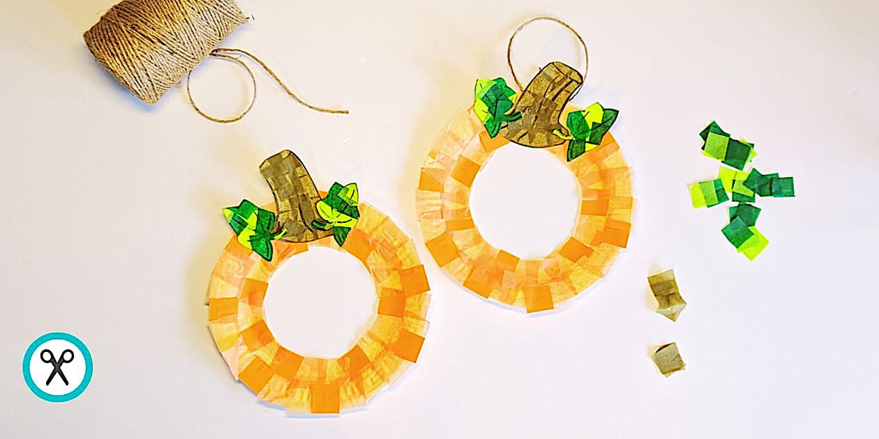 Paper Plate Pumpkin Wreath | Autumn Crafts - Twinkl