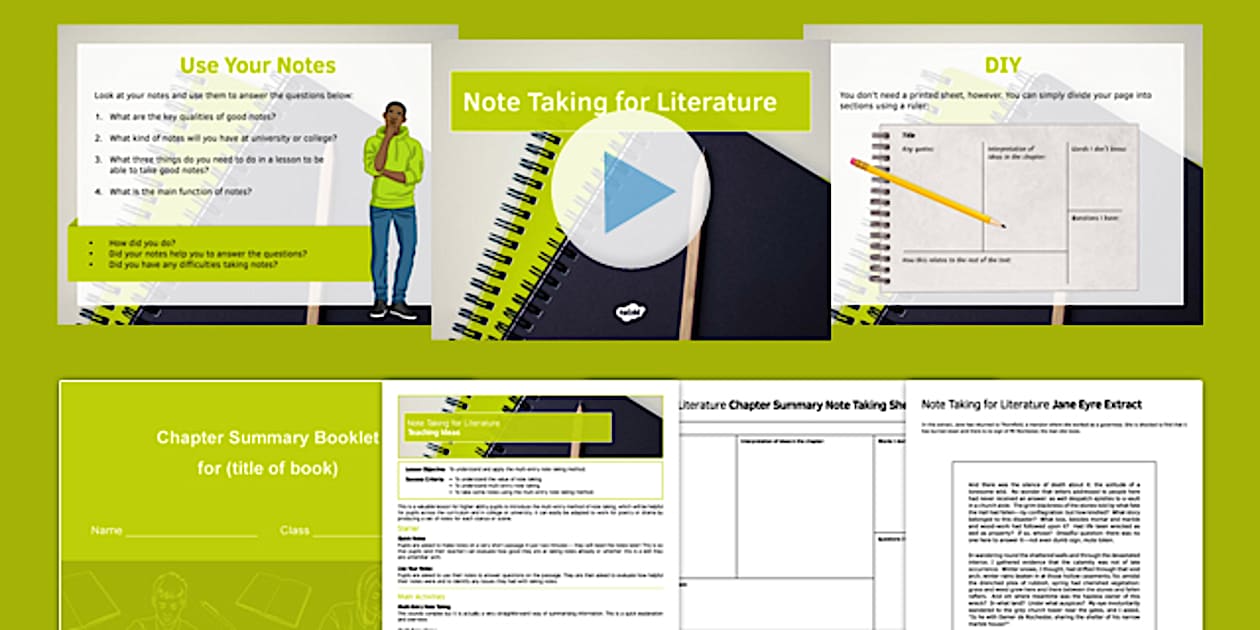 Editable Note Taking for Literature Lesson Pack - Twinkl
