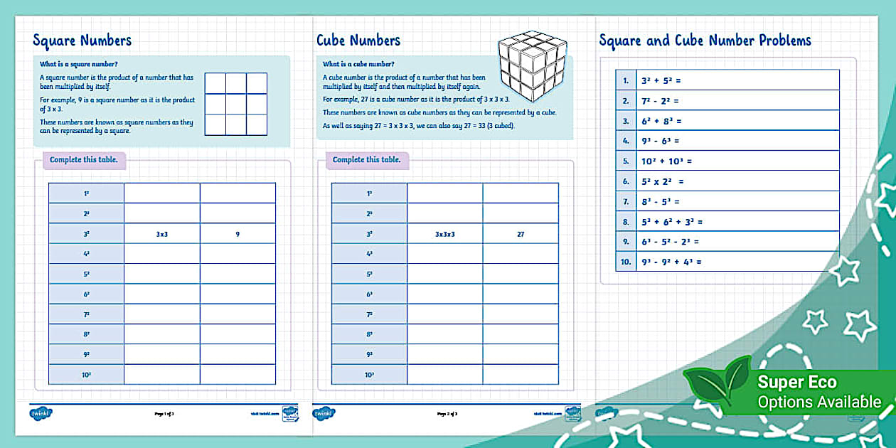 Multiplication: Square and Cube Numbers (Ages 9 - 10)