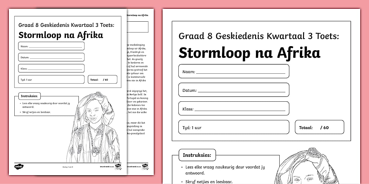 Graad 8 - Stormloop na Afrika - Toets (KABV-belyn) - Twinkl