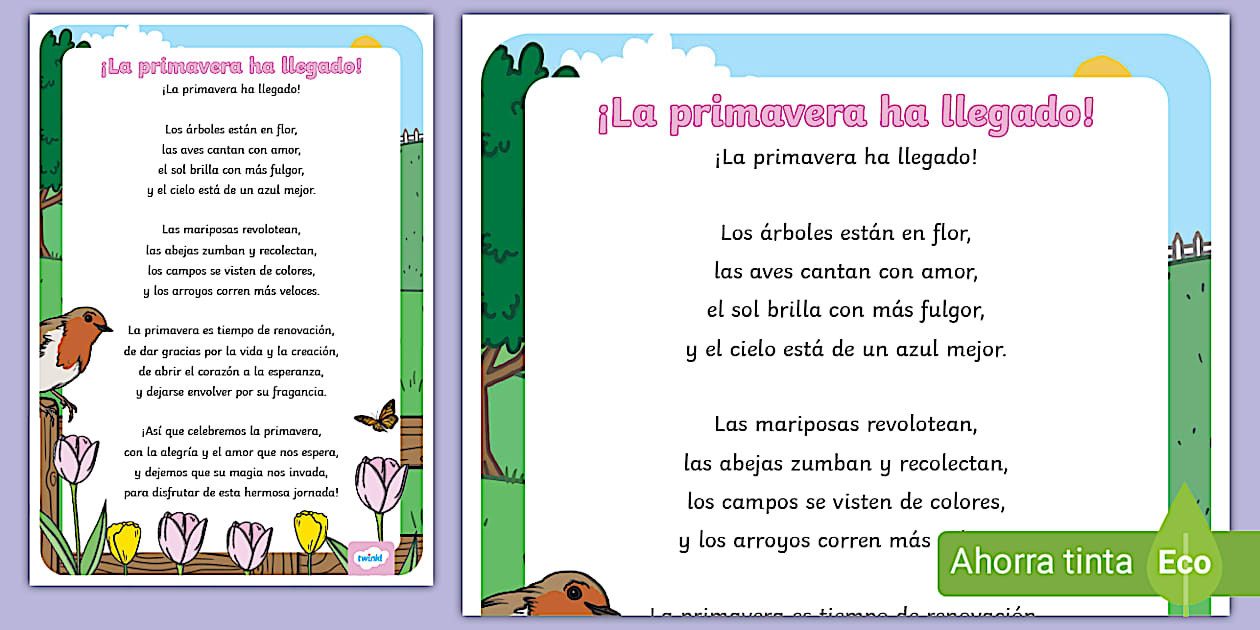 Poema para la primavera | Materiales Educativos Twinkl