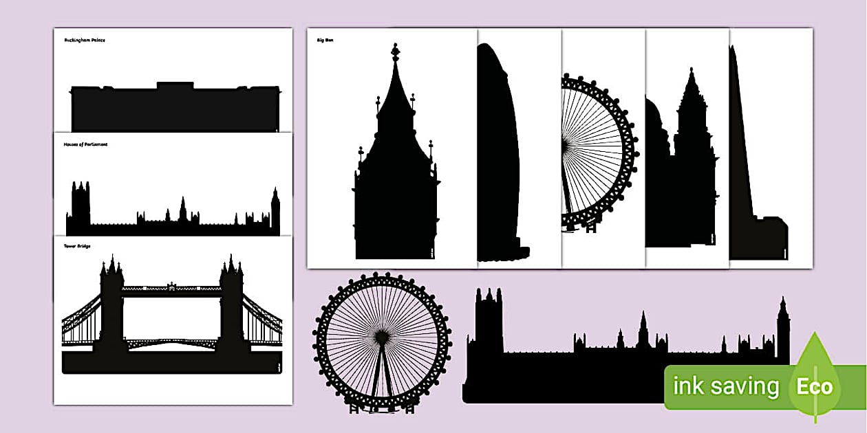 London Skyline Silhouette Display Cut-Outs (professor feito)