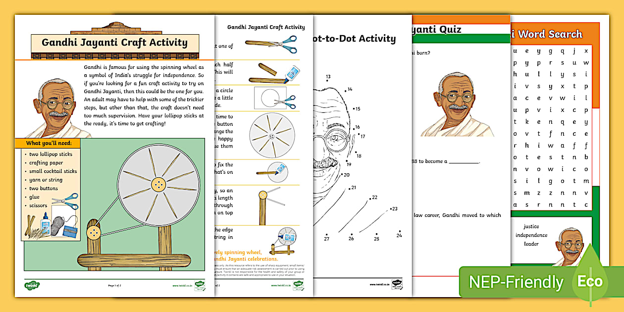 Gandhi Jayanti Activity Worksheets | Gandhi Jayanti | Twinkl