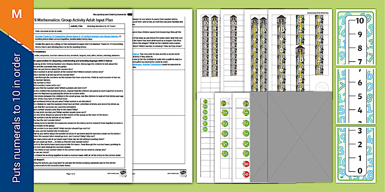 EYFS Maths Ordering Numbers to 10 Adult Input Plan - Twinkl