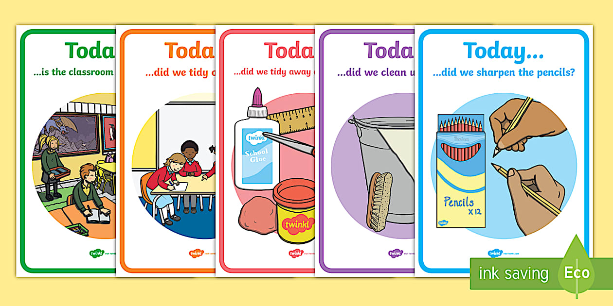 Tidy a Messy Classroom | Classroom Tidy Up Posters | Twinkl