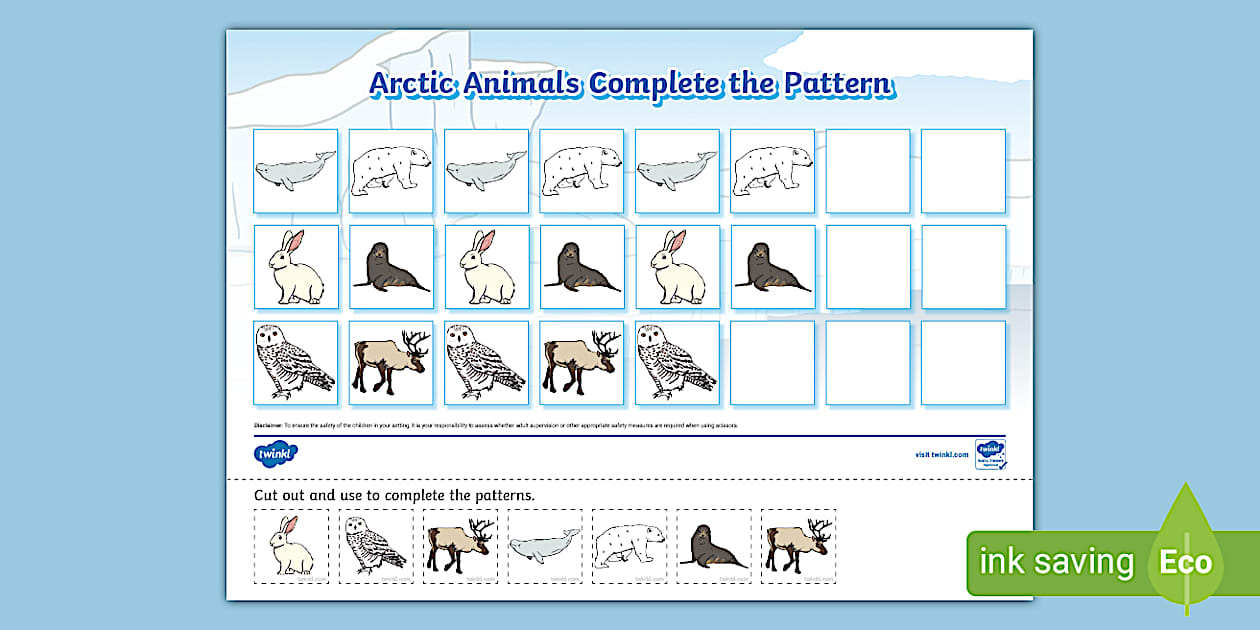 Arctic Animals Complete the Pattern Activity (teacher made)