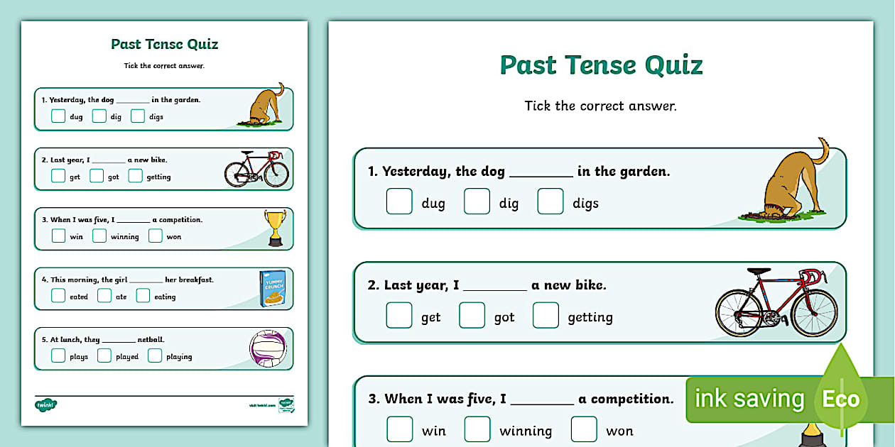 Past Tense Quiz,Past Tense (teacher made) - Twinkl
