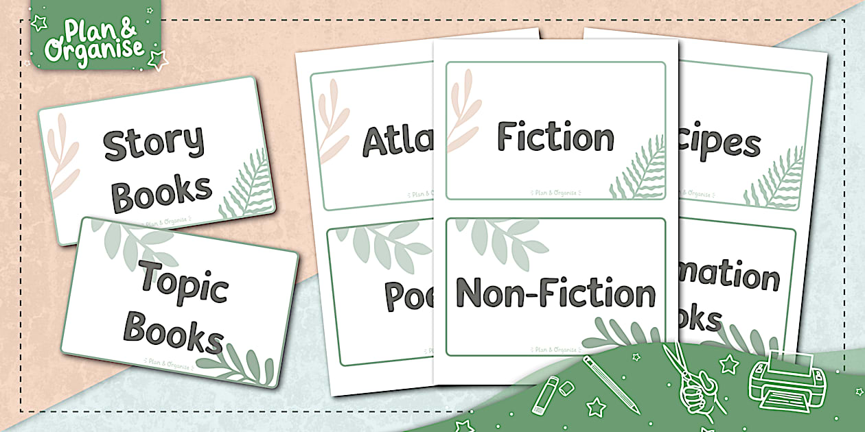 Library Area | Book Genre Labels (teacher made) - Twinkl