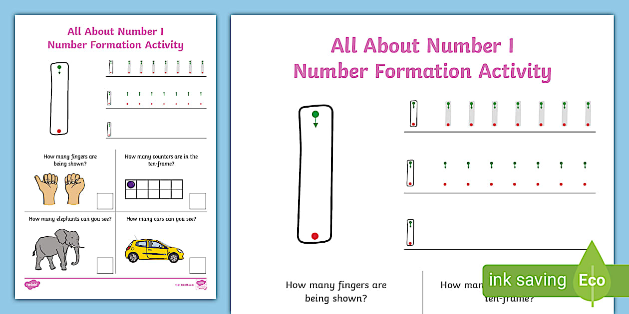 All About Number 1 Number Formation Worksheet - Twinkl