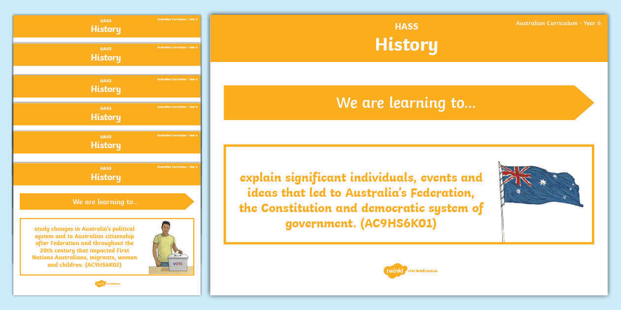 Year 6 Australian HASS History Content Descriptors Display Pack