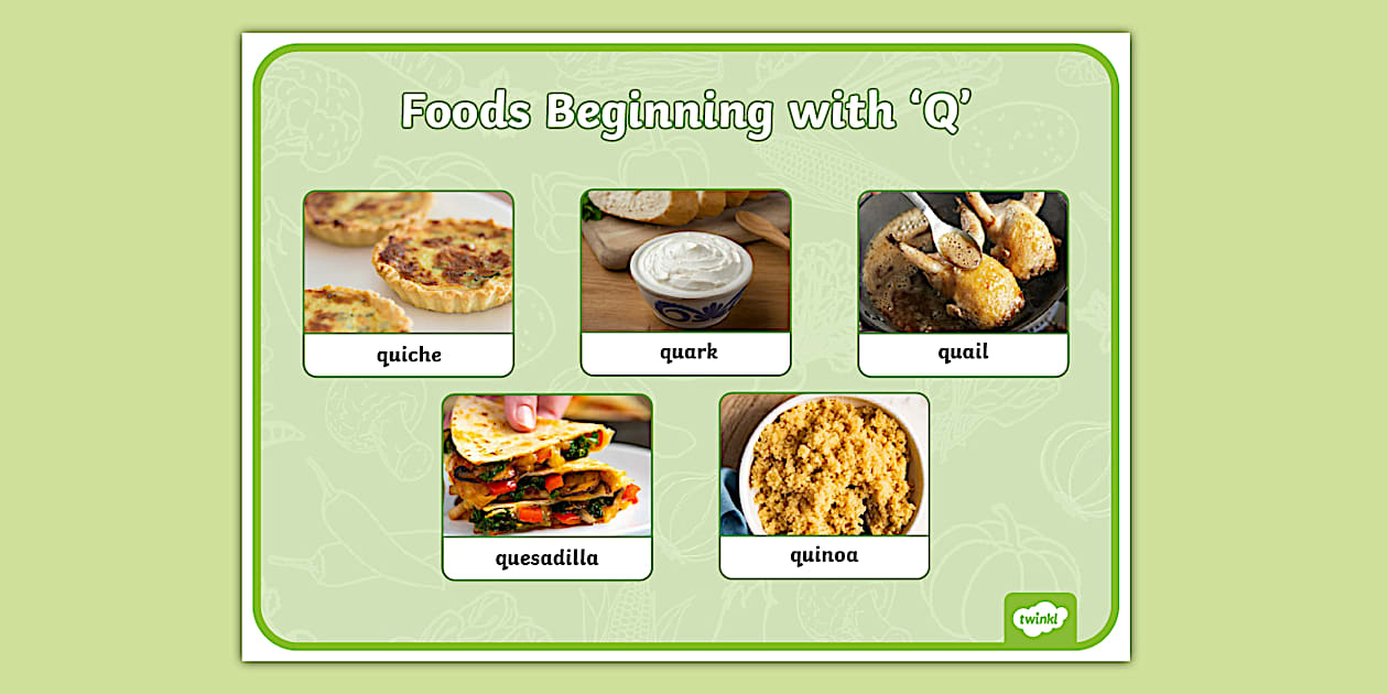Food Names That Start with 'Q' Word Mat
