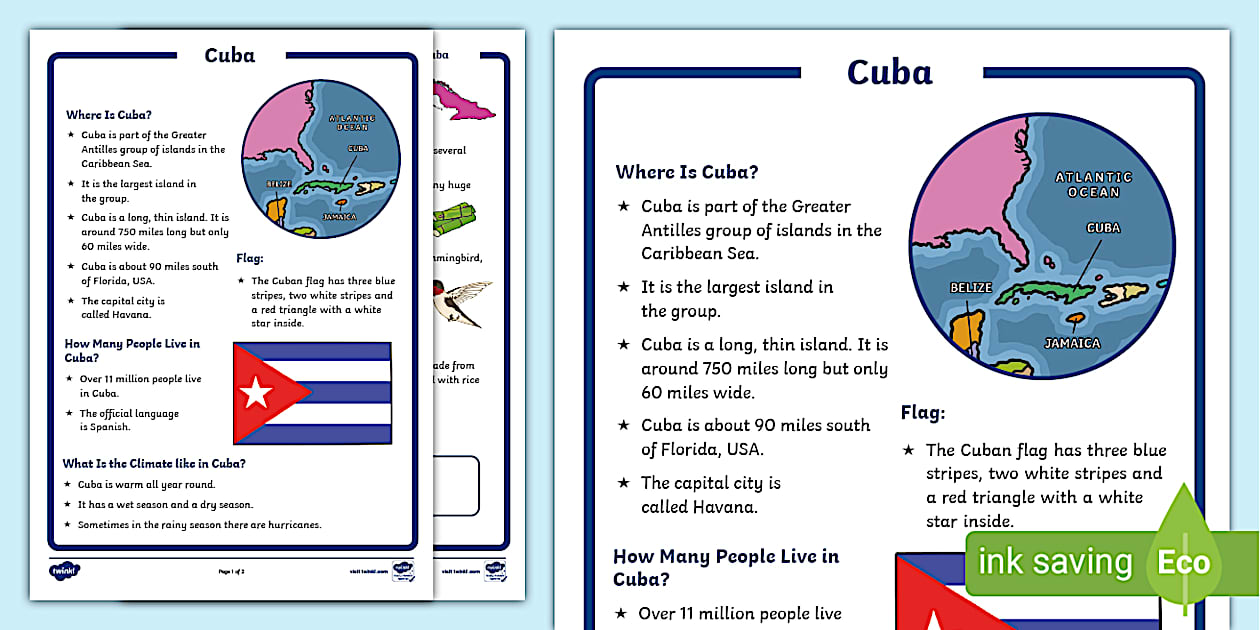 Facts About Cuba - Cuba Fact File - KS1 (teacher made)