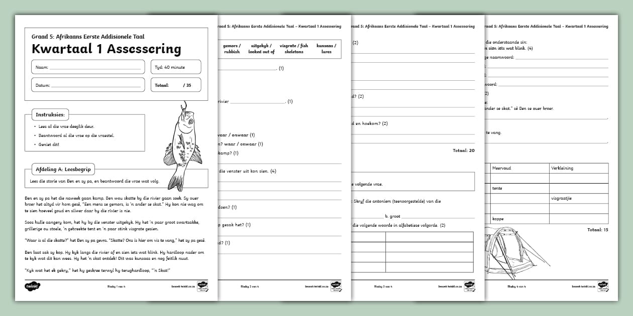 Grade 5: FAL: Afrikaans: Term 1: Assessment (teacher made)