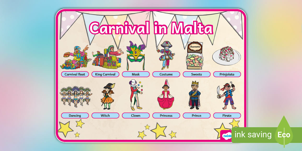 Word Mat: Carnival in Malta (teacher made) - Twinkl