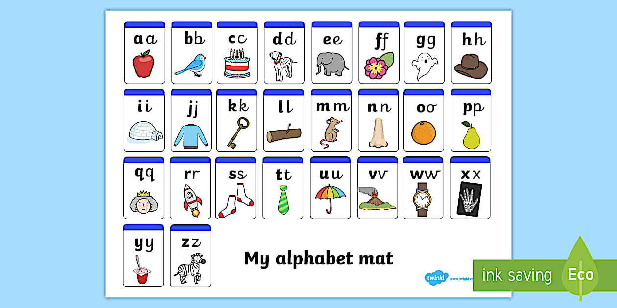 Lowercase and Precursive Alphabet Mat - Twinkl