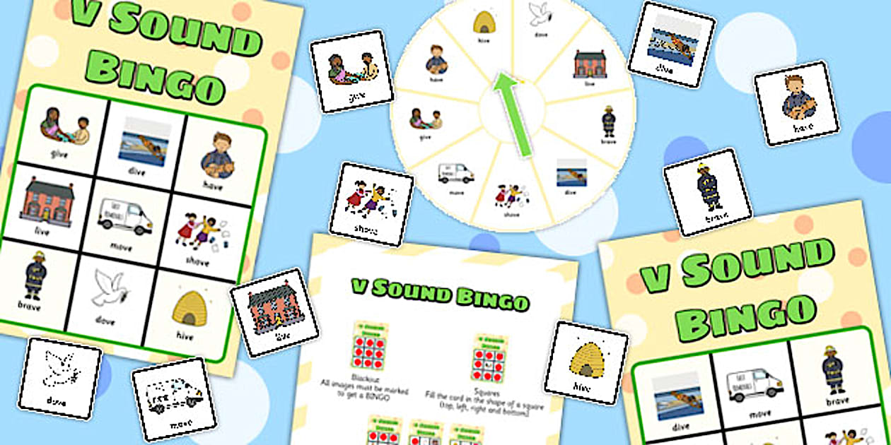 Final 'V' Sound Spinner Bingo (teacher made) - Twinkl