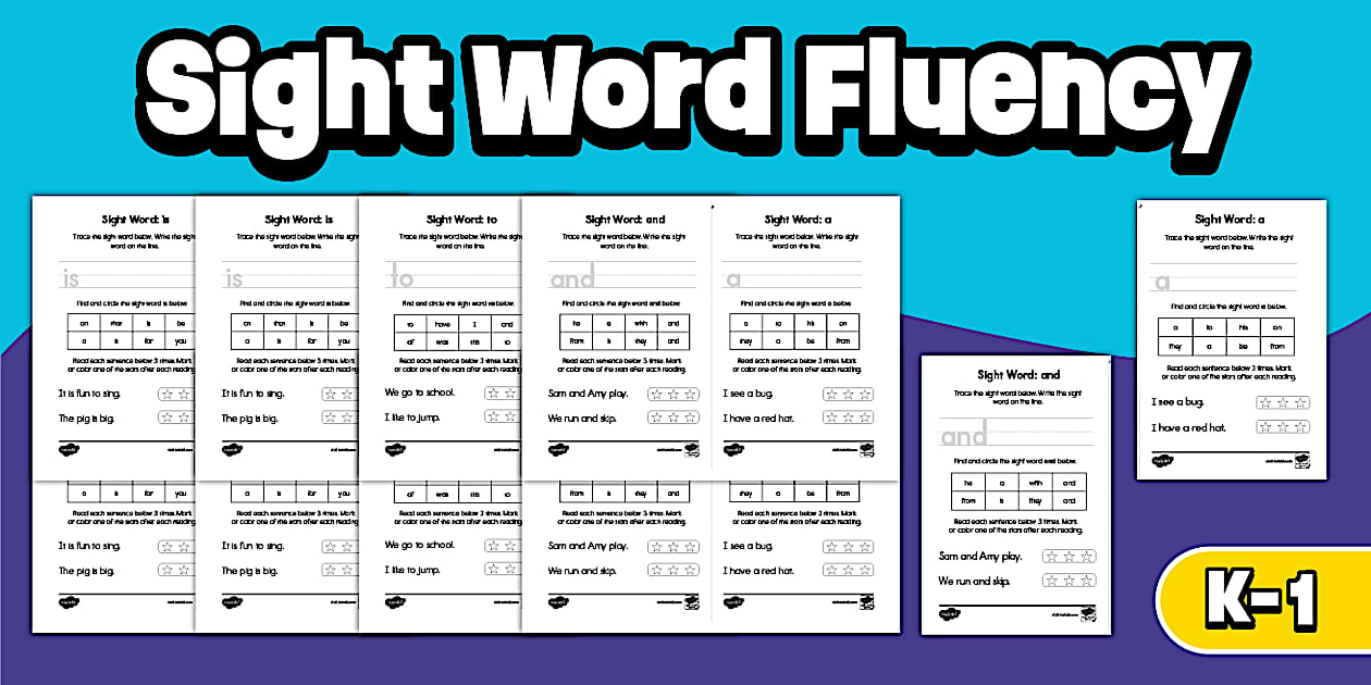 Sight Word Fluency Strips for K-1st Grade