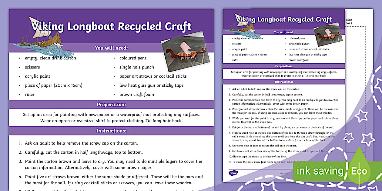 Viking Longboat Craft Instructions (teacher made) - Twinkl