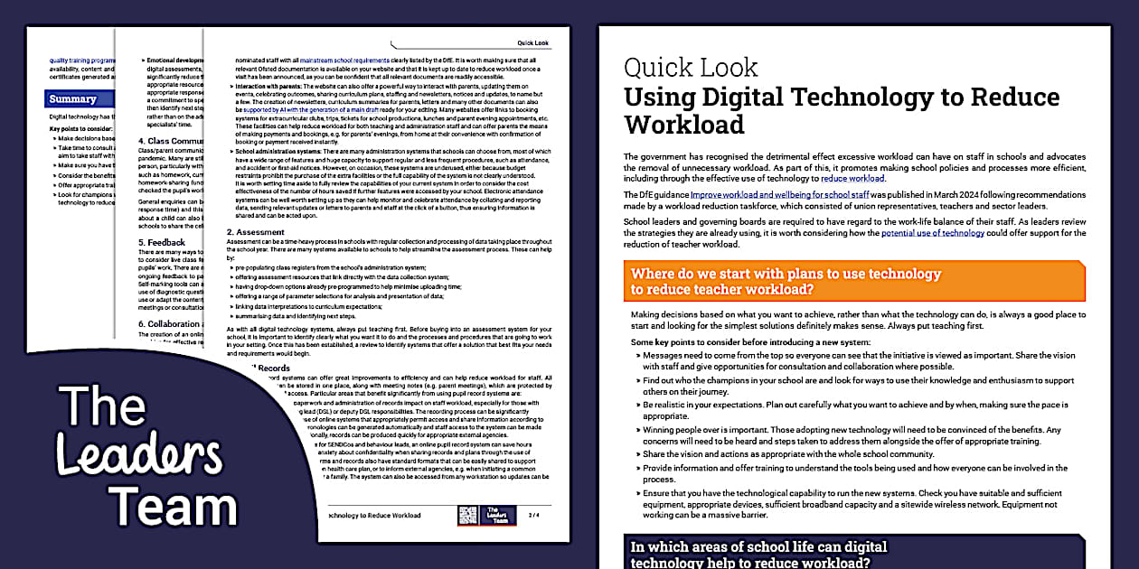 Quick Look: Using Digital Technology to Reduce Workload