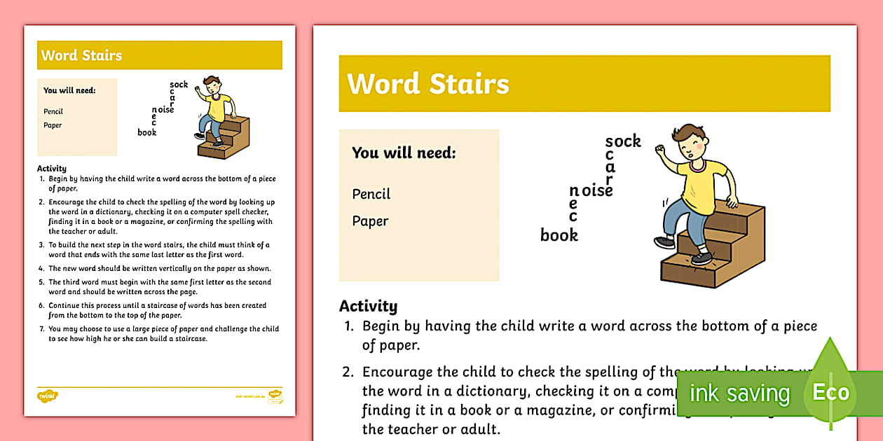 TAS Word Stairs Activity (teacher made) - Twinkl