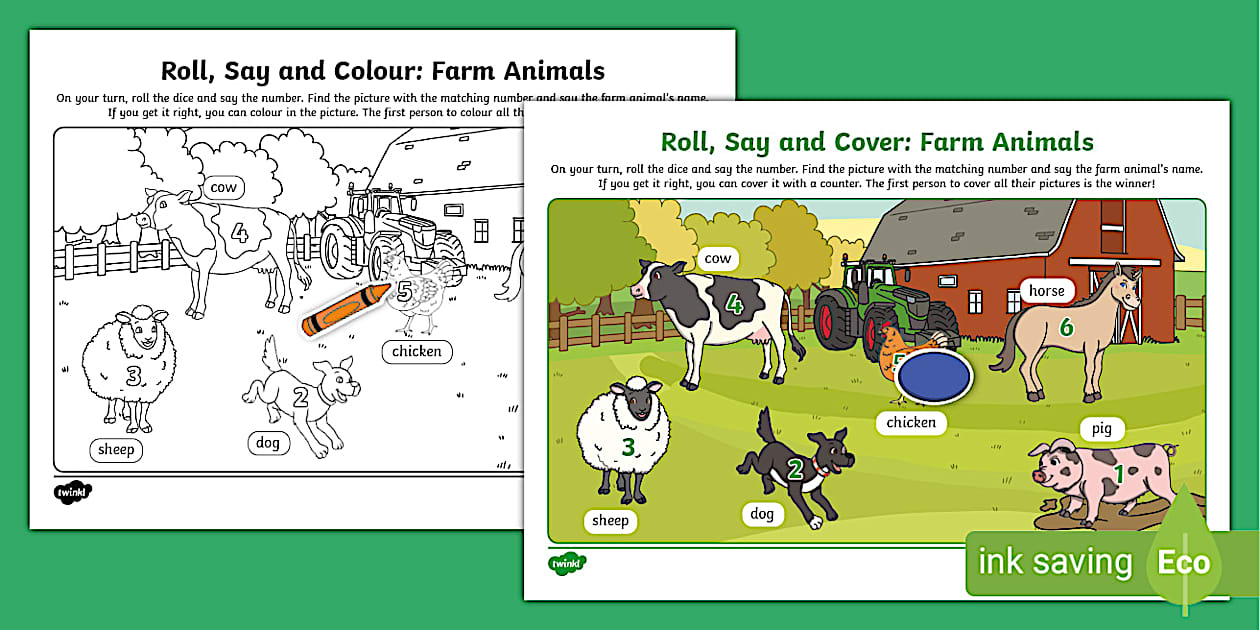 Kindergarten Farm Roll Say Color (Teacher-Made) - Twinkl
