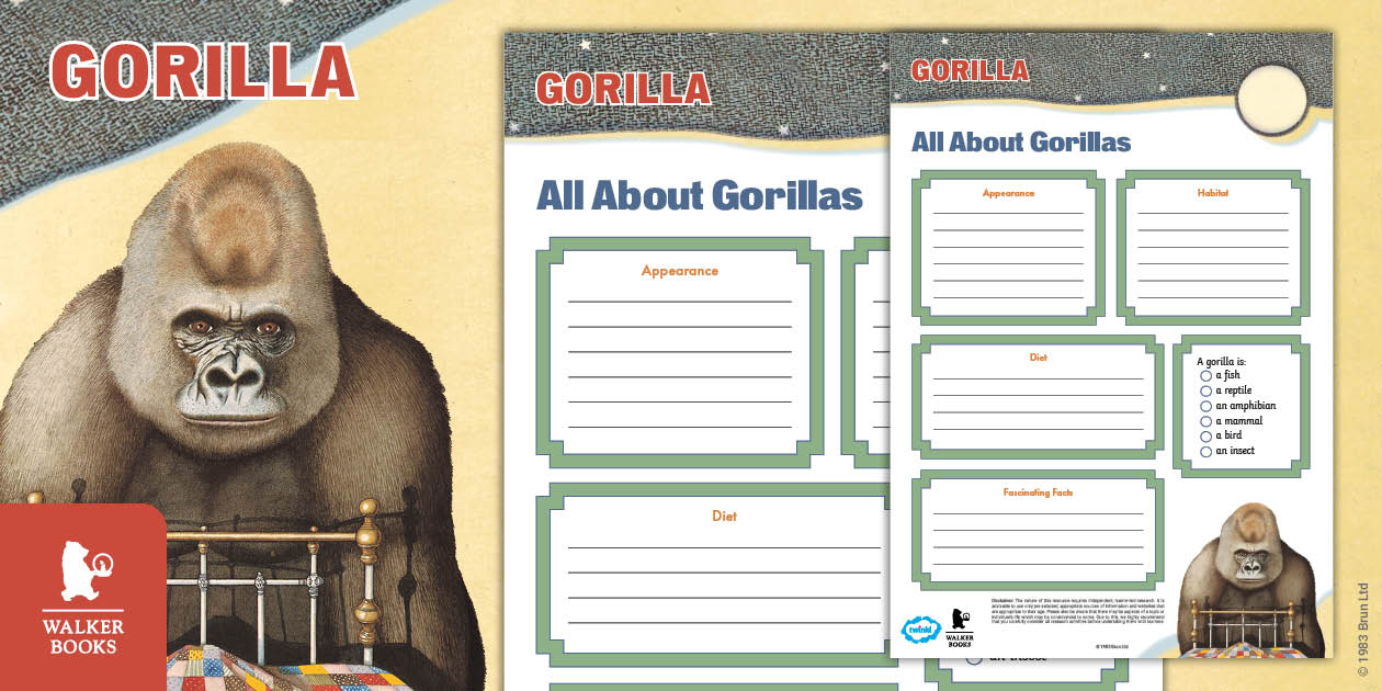 Gorilla: Fact File Activity Sheet (teacher made) - Twinkl