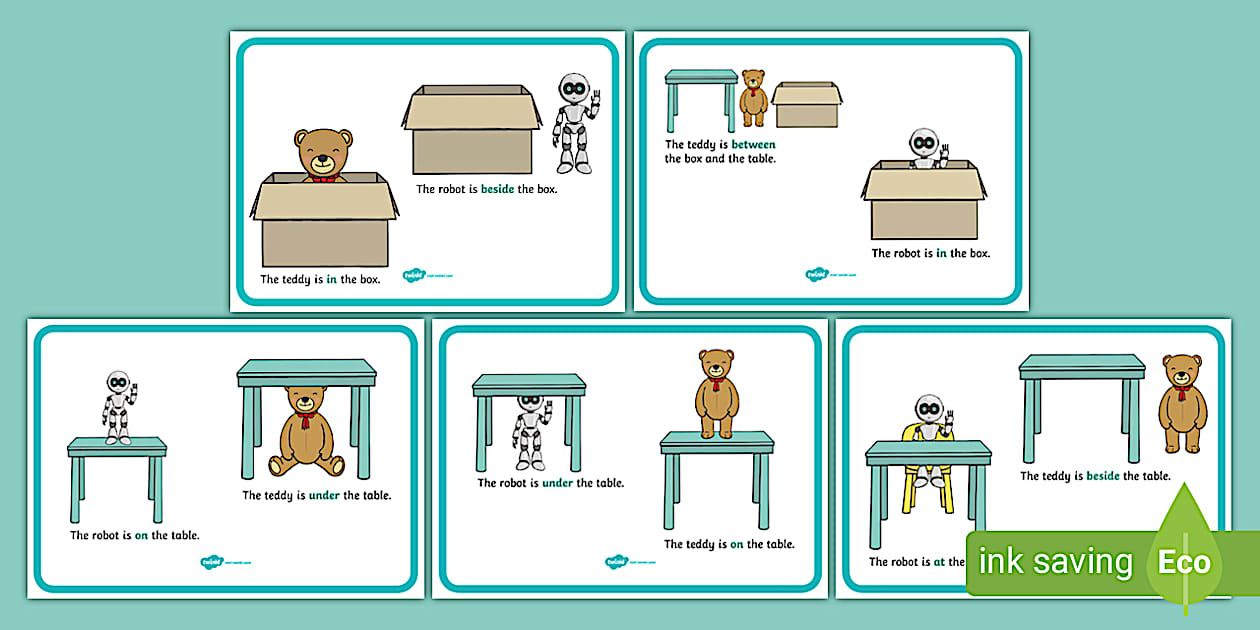 Two Subject Positional Language Preposition Display Posters