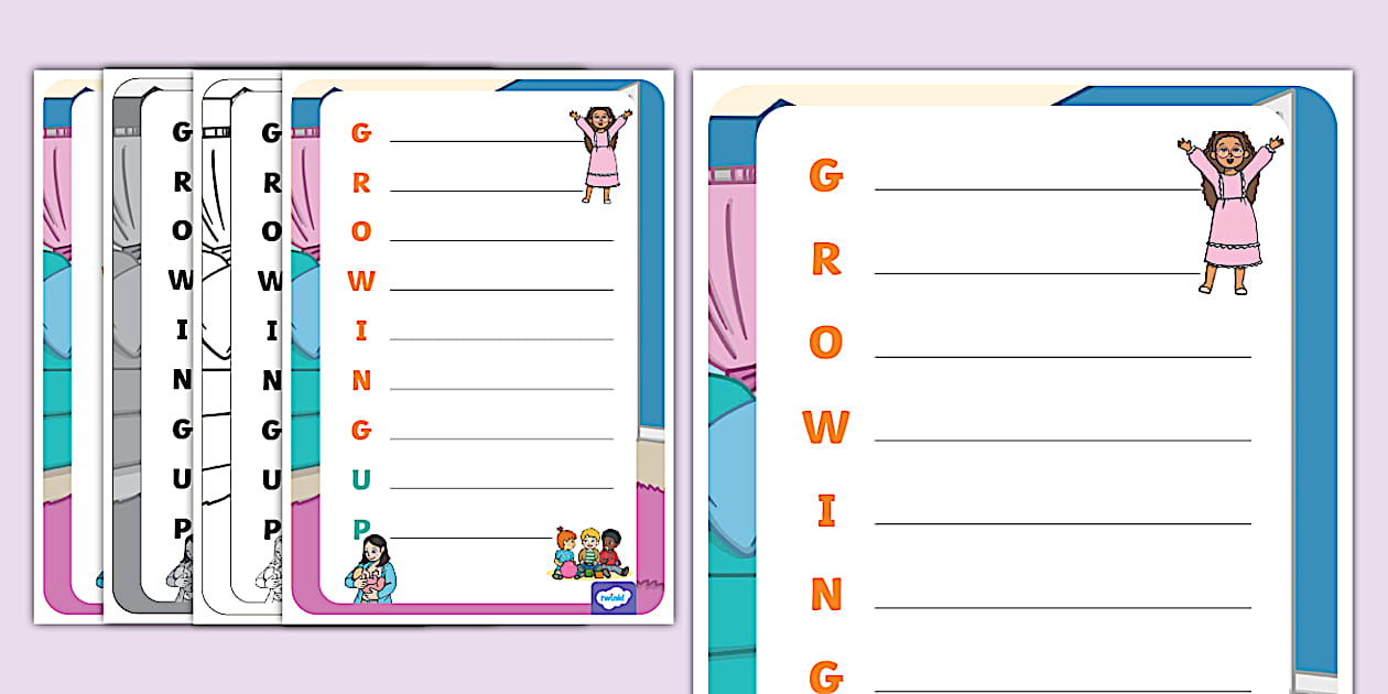 Growing Up Acrostic Poem Template (teacher made) - Twinkl