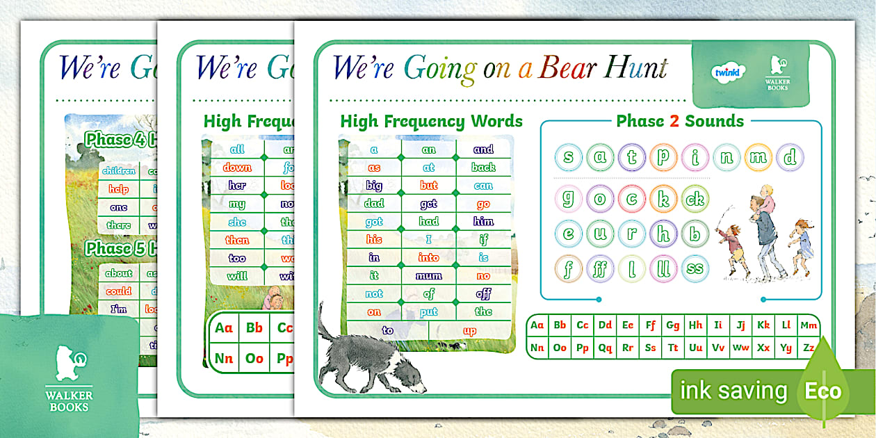 FREE! - We're Going on a Bear Hunt Phonics Desk Mats - Twinkl