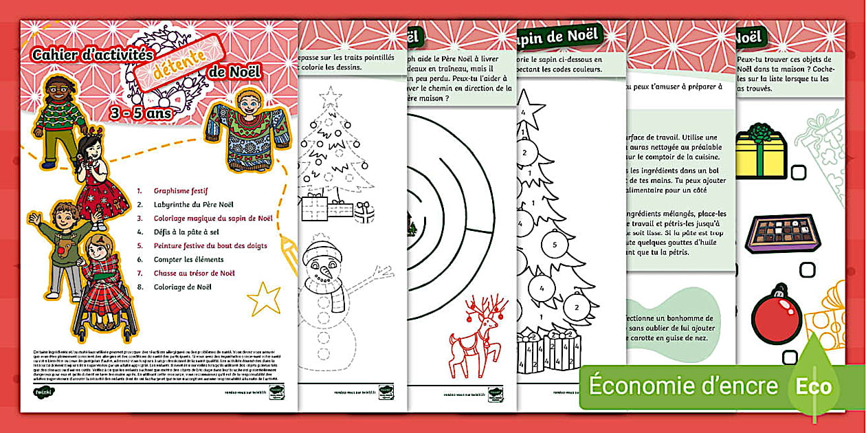 Cahier d'activités détente et autonomie de Noël pour 3-5 ans