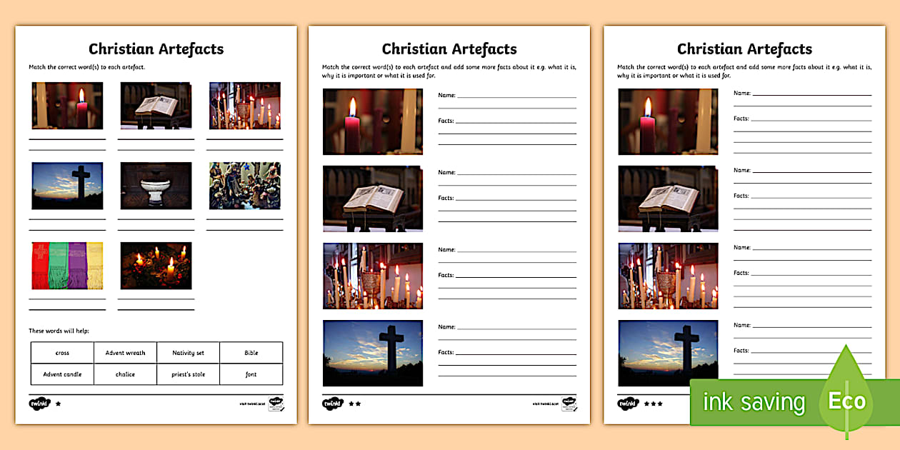 Christian Artefacts Differentiated Differentiated Worksheet / Worksheets