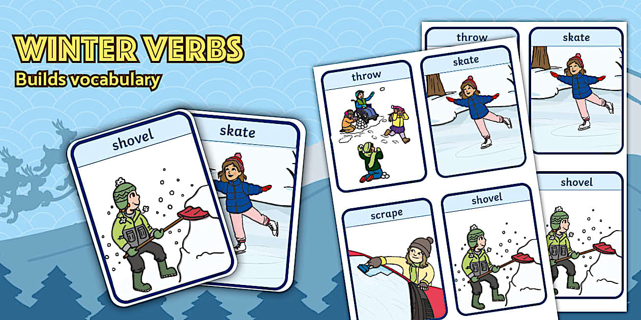 Winter Verbs Flashcards - Twinkl Ireland