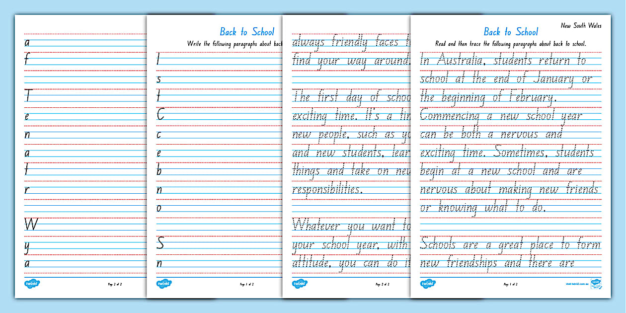 Back to School Handwriting Practice Worksheets - Twinkl