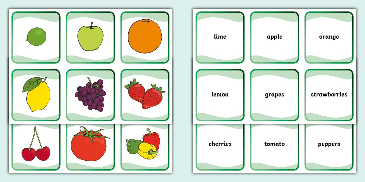 Fruit And Vegetables Matching Game - Kindergarten - Twinkl