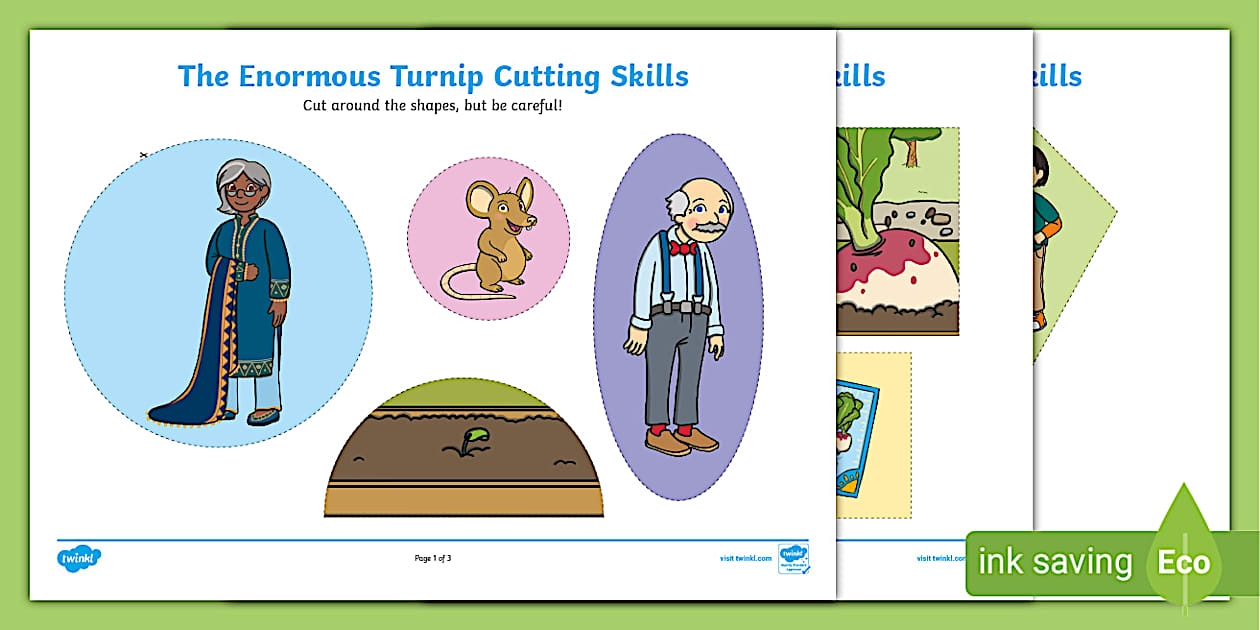 The Enormous Turnip Themed Cutting Skills Worksheet / Worksheet