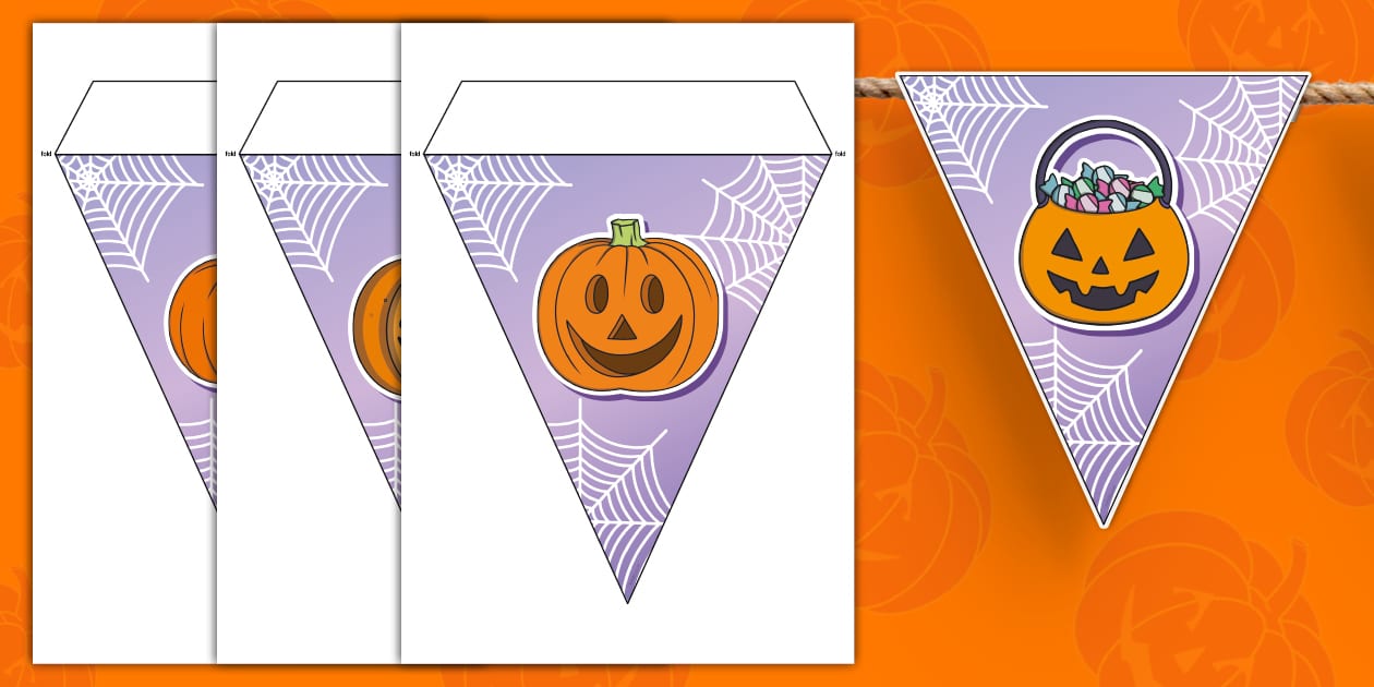 Halloween Pumpkin Picture Bunting (Teacher-Made) - Twinkl
