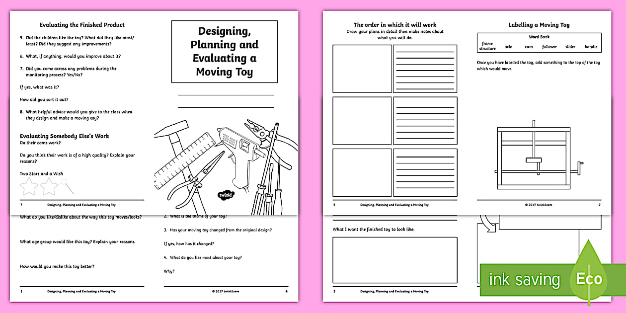 Design and Plan a Moving Toy Activity Booklet (teacher made)