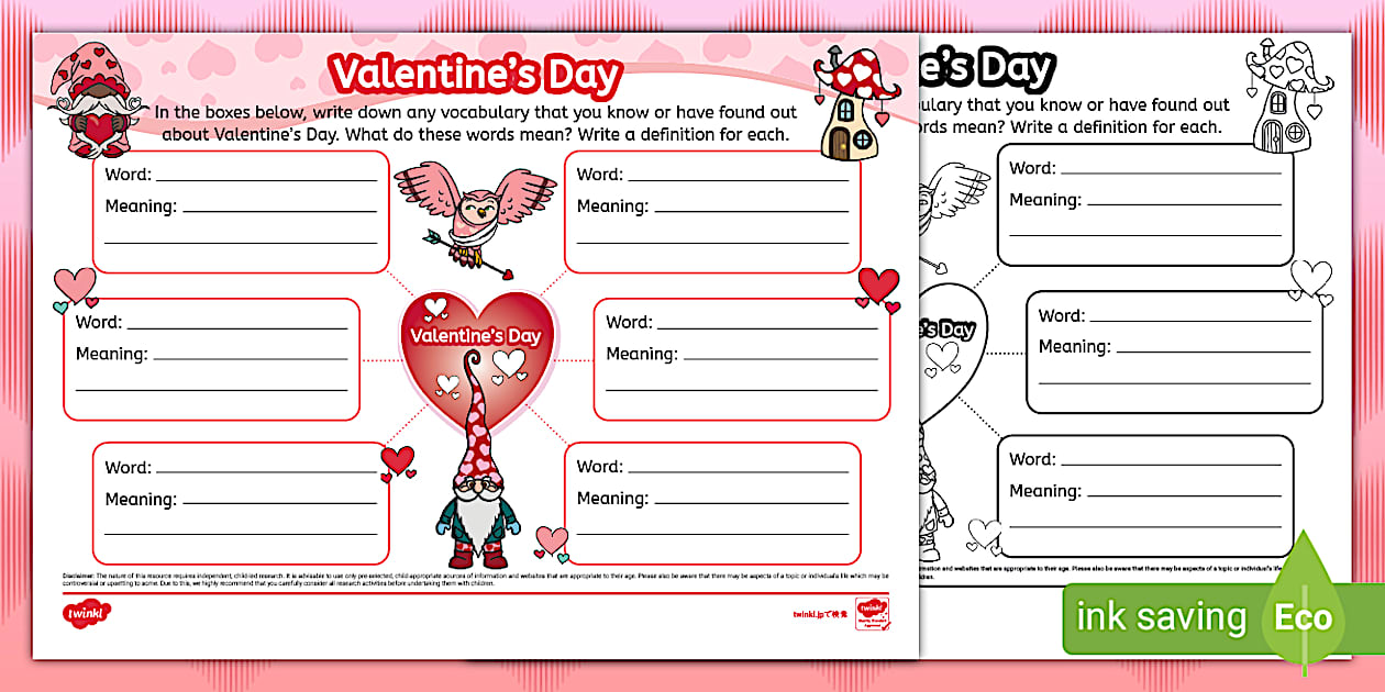 Valentine's Day Vocabulary Mind Map (Teacher-Made) - Twinkl