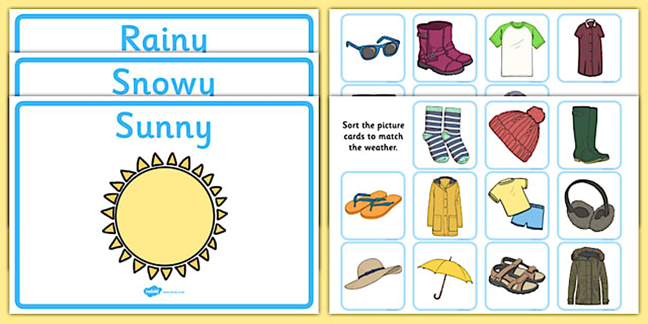 Weather Clothes Sorting Activity - ESL Clothes Vocabulary
