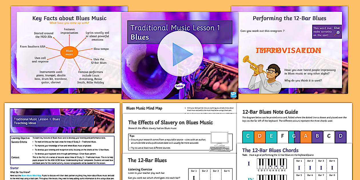 GCSE Traditional Music Lesson 1: Blues Lesson Pack - Twinkl